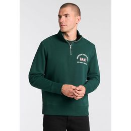 Gant Herren Sweatshirt, Stehkragen mit Rei&szlig;verschluss gr&uuml;n S
