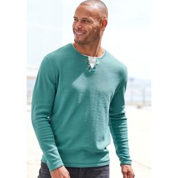 H.I.S. H.I.S Herren Strickpullover Pullover mit hochwertiger Halslochverarbeitung in double-layer Optik blau S (44/46)