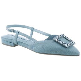 Tamaris Damen Slingpumps , Blockabsatz, Sommerschuh mit schickem Schmuckelement blau 36