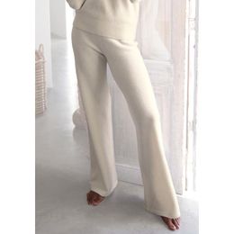 Lascana Damen Lascana Strickhose mit Rippb&uuml;ndchen, Loungewear beige 32/34, N-Gr