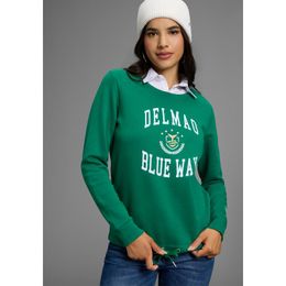 Delmao Damen DELMAO Sweatshirt, Weiche Baumwollmischung mit Print und Kordelzug am Saum 44/46