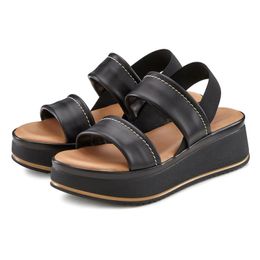 Lascana Damen Lascana Plateausandaletten &raquo;Sommerschuh, Sandale, Sandalette, offener Schuh,&laquo; Sandalette aus Leder mit modisch bequemer Plateausohle 