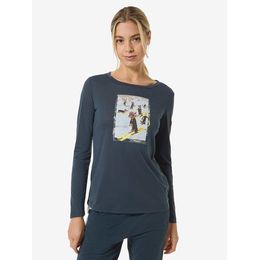 super.natural Funktionslongsleeve "Dachshund Party" in Dunkelblau/ Wei&szlig; - 64% | Gr&ouml;&szlig;e S | Damen-outdoor-tops-shirts
