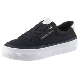 Tommy Hilfiger Damen &raquo;ESSENTIAL VULC TEXTILE SNEAKER&laquo; , Freizeitschuh, Halbschuh, Schn&uuml;rschuh mit goldfarbenen Details blau 40
