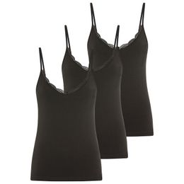 Ysabel Mora Damen YSABEL MORA Unterhemd &raquo;BASIC COLLECTION COTTON WITH LACE&laquo; 3er Pack, das perfekte Basic-Top f&uuml;r jeden Tag schwarz S, N-Gr