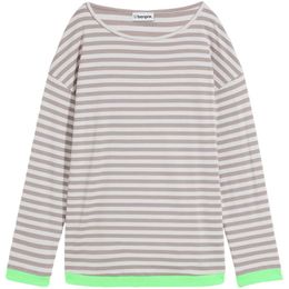 bonprix Damen bonprix Langarmshirt &raquo;Langarmshirt&laquo; l&auml;ssig geschnittene Passform, aus Baumwolle, Casual Stil grau 56/58 (XXXL)