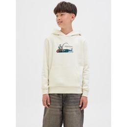 Jack & Jones Jack & Jones Junior Jungen Kapuzensweatshirt &raquo;JORSKULL NATURE SWEAT HOOD SN JNR&laquo; wei&szlig; 164