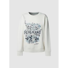 Pepe Jeans Damen Sweatshirt &raquo;BEDA&laquo;, bedruckt, mit Rundhals wei&szlig; M