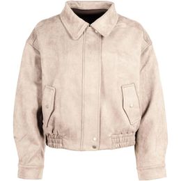 Mauritius Damen Lederimitatjacke &raquo;2Waylina&laquo; mit Kapuze mit Falten, mit Druckkn&ouml;pfen, mit Seitentaschen beige L Trachtenmode
