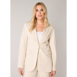 Base Level Damen Jerseyblazer mit V-Ausschnitt und Knopf beige 44
