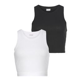 Lascana Damen Lascana Crop-Top 2er-Pack, aus weicher Rippware, sommerliche Basic Tops schwarz-wei&szlig; 36/38