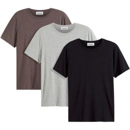 bonprix Herren bonprix T-Shirt &raquo;T-Shirt (3er Pack)&laquo; Packung, 3 Stk. bequemer Regular Fit, Rundhalsausschnitt, leichte Stoffqualit&auml;t grau 68/70 (4XL)