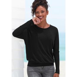 Vivance Damen Langarmshirt &raquo;mit breitem Bund&laquo; aus strukturiertem Feinstrick mit Viskose schwarz 36/38