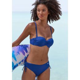 Venice Beach Damen Bandeau-Bikini-Top &raquo;Lucky&laquo; aus gerippter Strukturware blau 38, Cup D