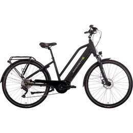 Saxonette Damen SAXONETTE &raquo;Premium Sport (Trapez)&laquo; 10 Gang Kettenschaltung Mittelmotor 250 W Pedelec, Elektrofahrrad f&uuml;r Damen schwarz