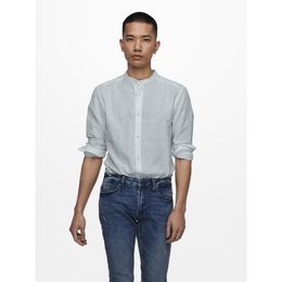 Only & Sons Only & Sons Herren ONLY & SONS Langarmhemd &raquo;ONSCAIDEN LS SOLID LINEN MAO SHIRT NOOS&laquo; blau XXL, N-Gr