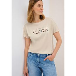 Cecil Damen T-Shirt mit Wording beige XL (44)