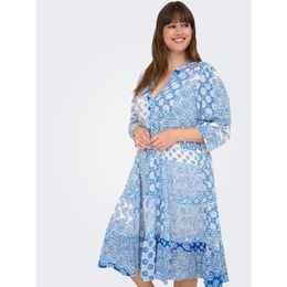 Only Carmakoma Damen Only CARMAKOMA Tunikakleid &raquo;CARMILANA 3/4 DRESS WVN NOOS&laquo; Sommerkleid blau 48, N-Gr