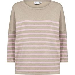 Saint Tropez Damen Strickpullover &raquo;MilaSZ R-neck Stripe&laquo; Oversize Fit, Feinstrick, Viskosemischung beige XL (42)