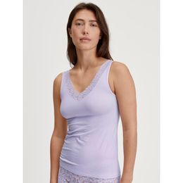 Calida Damen Calida Tanktop &raquo;Natural Comfort Lace&laquo; elastisch, V-Ausschnitt, weiche Spitze, breite Tr&auml;ger lila XS (36/38)