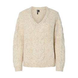 Pieces Damen Pieces Strickpullover &raquo;PCNINA LS V-NECK KNIT NOOS BC&laquo; beige XL