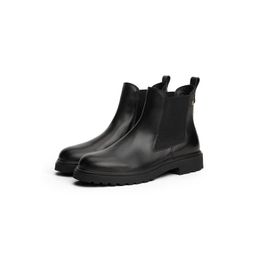 Tommy Hilfiger Damen Chelseaboots &raquo;TH LEATHER CLEATED CHELSEA&laquo; , Blockabsatz, Stiefelette, Schlupfboots, beidseitiger Stretcheinsatz schwarz 36