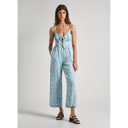 Pepe Jeans Damen Overall &raquo;MATILDE&laquo; mit floralem Alloverprint in sommerlicher Qualit&auml;t mit Leinen blau XL, N-Gr