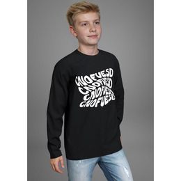 Kidsworld Jungen Kidsworld Langarmshirt &raquo;Spruch: CONFUESED&laquo; Spr&uuml;cheshirt, immer einen l&auml;ssigen Spruch schwarz 152/158