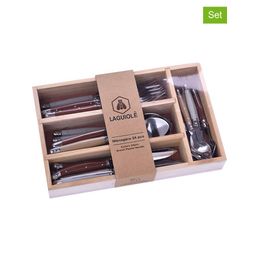 Laguiole 24tlg. Besteck-Set in Beige/ Grau/ Rot - 73% | Gedeckter-tisch