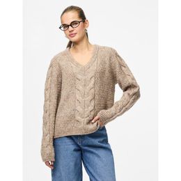 Pieces Damen Pieces Strickpullover &raquo;PCNINA LS V-NECK KNIT NOOS BC&laquo; beige XS