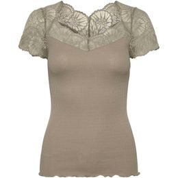 rosemunde Damen rosemunde Spitzenshirt &raquo;Beatha Lace Capsleeve T-Shirt&laquo; wundersch&ouml;ne elastisch weiche Vintage-Spitze an Ausschnitt und &Auml;rmeln gr&uuml;n L