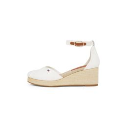 Tommy Hilfiger Damen Keilsandalette &raquo;FLAG CLOSED TOE MID WEDGE ESPAD&laquo; , Riemchensandale, Sommerschuh mit verstellbarer Schnalle braun 39