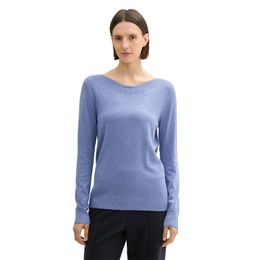 Tom Tailor Damen Tom Tailor Longpullover mit Rippb&uuml;ndchen blau XL (42)