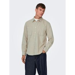 Only & Sons Only & Sons Herren ONLY & SONS Langarmhemd &raquo;OS ONSALP RLX 2PKT WASHD COR&laquo; silber XXL, N-Gr