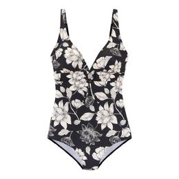 s.Oliver Damen s.Oliver Badeanzug &raquo;Lady&laquo; mit floralem Design schwarz 38, Cup D