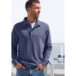 John Devin Herren Sweatshirt, Langarm, Pullover mit Polokragen, Baumwolle blau S (44/46)
