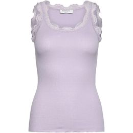 rosemunde Damen rosemunde Spitzentop &raquo;Babette Silk Top&laquo; Vintage-Spitzenbesatz, mit Rundhalsausschnitt, hoher Seidenanteil lila XS