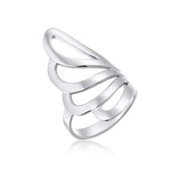 NENALINA Damen Fingerring &raquo;Basic Wellen Geschwungen Schlicht 925 Silber&laquo; silber