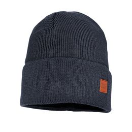 MaxiMo Jungen MaxiMo Beanie Strick, breiter Umschlag, gef&uuml;ttert, w&auml;rmend, weich, unifarben blau