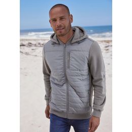 H.I.S. H.I.S Herren Kapuzensweatjacke im vorderen Bereich gesteppt, mit abnehmbarer Kapuze grau S (44/46)