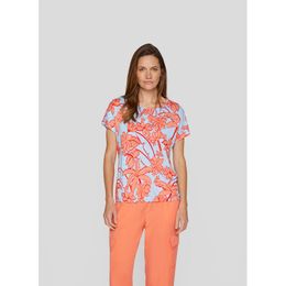 Rabe Damen Kurzarmshirt mit floralem Muster mit aus einer Viskosemischung orange 42