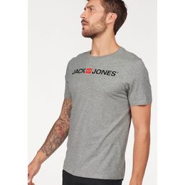 Jack & Jones Jack & Jones Herren T-Shirt &raquo;JJECORP mit Print, vielseitig kombinierbar f&uuml;r den Alltag&laquo; Logodruck, modisch, regular fit, Baumwolle, Rundhals grau M
