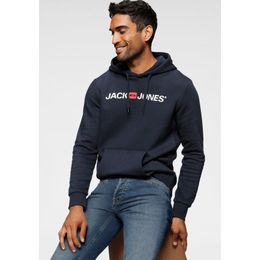 Jack & Jones Jack & Jones Herren Kapuzensweatshirt &raquo;JJECORP Hoodie mit Logo und hohem Tragekomfort&laquo;, bedruckt, casual, regular fit, Baumwollmischung, Rundhals blau