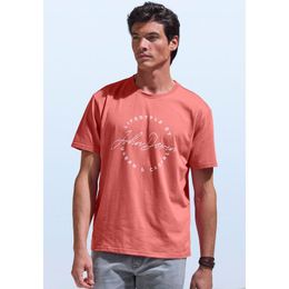 John Devin Herren T-Shirt Rundhalsshirt mit Print aus reiner Baumwolle orange S (44/46)