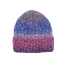 MaxiMo Jungen MaxiMo Beanie Fasermix mit Wollanteil, Boucle-Garn, Farbverlauf, breiter Umschlag lila