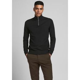 Jack & Jones Jack & Jones Herren Strickpullover &raquo;EMIL KNIT HALF ZIP&laquo; mit kurzem Rei&szlig;verschluss im Troyer-Look schwarz 3XL