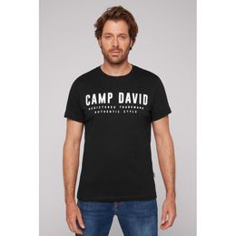 CAMP DAVID Herren CAMP DAVID T-Shirt mit Logo-Print auf der Vorderseite schwarz L