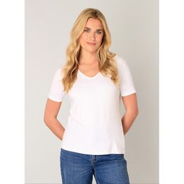 Base Level Damen T-Shirt &raquo;Yanic&laquo; mit V-Ausschnitt wei&szlig; 42