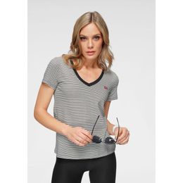 Levi's Levi's Damen V-Shirt &raquo;PERFECT VNECK&laquo; mit Mini-Batwing-Logostickerei schwarz-wei&szlig; M (38)