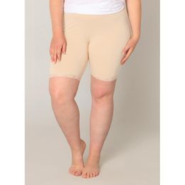Base Level Curvy Damen Radlerhose &raquo;Ava&laquo; mit Spitzenkante beige 46, N-Gr